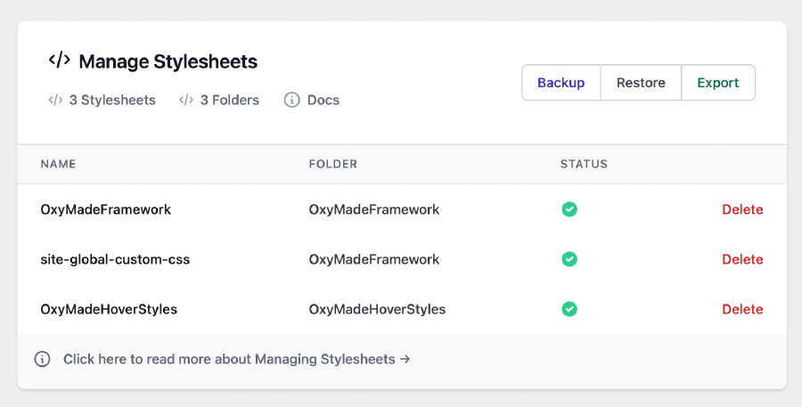 Manage stylesheets - Learn OxyMade